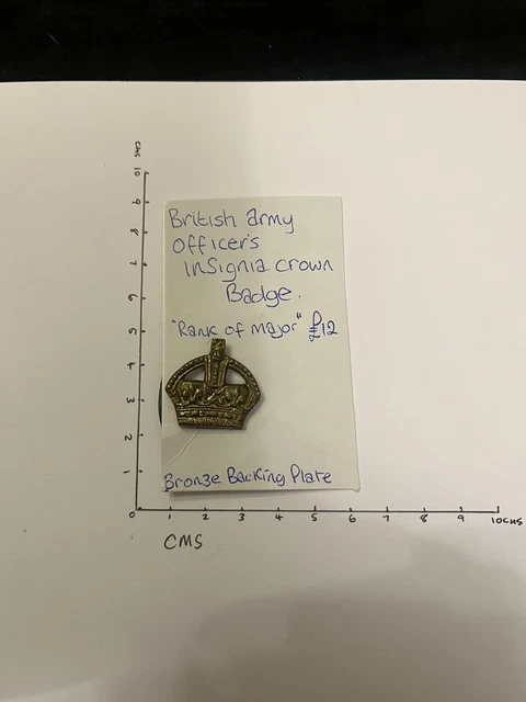 BRITISH ARMY OFFICERS Insignia Crown Badge Rank of Major KC Bronze £12. ...