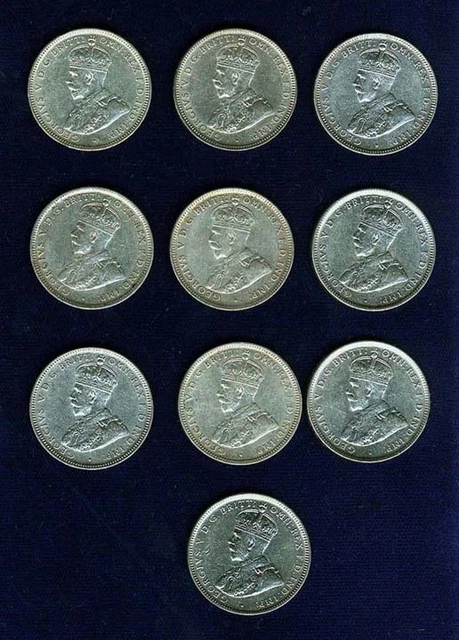 AUSTRALIA GEORGE V 1918-M 1 SHILLING SILVER COINS, VF/XF to XF+, GROUP ...
