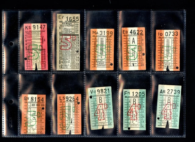 VINTAGE LONDON TRANSPORT Bus Tram & Trolleybuses Tickets T & T Sleeved ...
