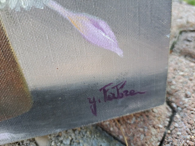 ANCIEN JOLI PETIT tableau bouquet de fleurs Signé Y FABRE Aidentifier ...