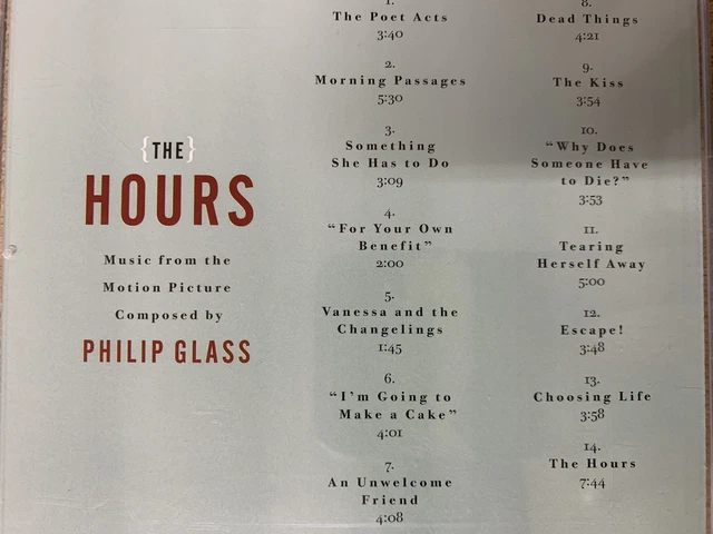 THE HOURS - Original Soundtrack Philip Glass CD 2002 Nonesuch Exc Cond ...