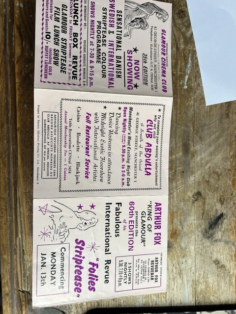 FOLLIES STRIP MANCHESTER strip tease club arthur fox 1960s flyer VG double side £21.51 - PicClick UK