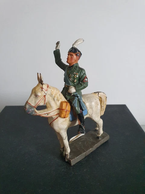 ELASTOLIN LINEOL GENERAL Benito Mussolini Standpferd Italien Militär II WK Masse EUR 139,99 ...