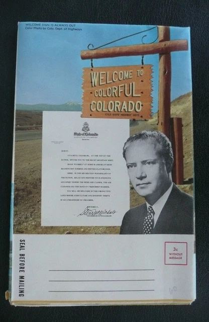 1960 COLORADO OFFICIAL highway state road map Loch Vale Rocky Mountain ...