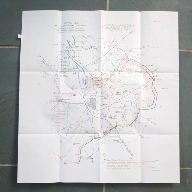 WW1 1915 YPRES Battle Map Gravenstafel Night Gas Attack April 23 ...