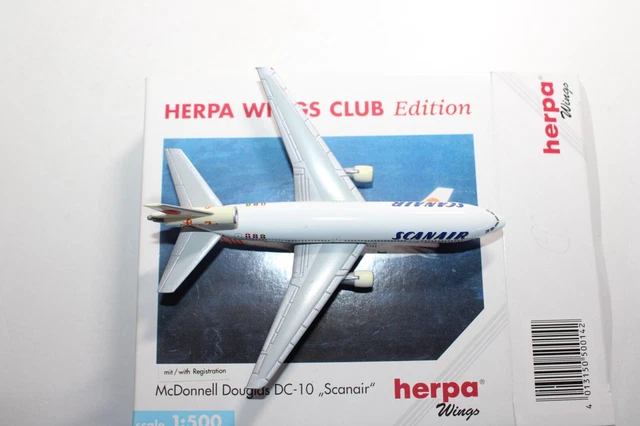 HERPA WINGS 1:500 Flugzeug 500142 McDonnell Douglas DC-10 Scanair Club OVP Gilb4 EUR 15,00 ...