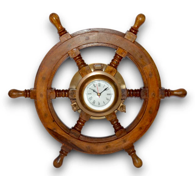 VOLANT DE BATEAU en bois Style roue de bateau pirate Horloge murale... EUR 162,37 - PicClick FR