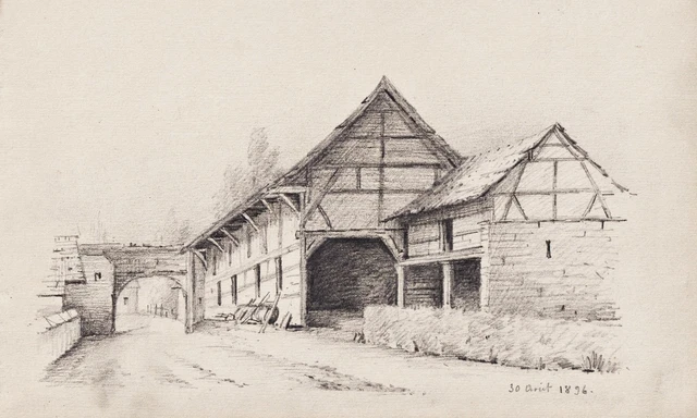 FERME GRANGE FARM House Barn Dessin Drawing Dessin 1896 EUR 30,37 ...