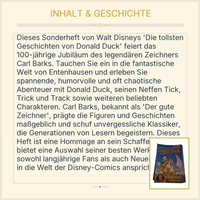 WALT DISNEY DONALD Duck Sonderheft 172 Carl Barks Comic Deutsch 100 ...