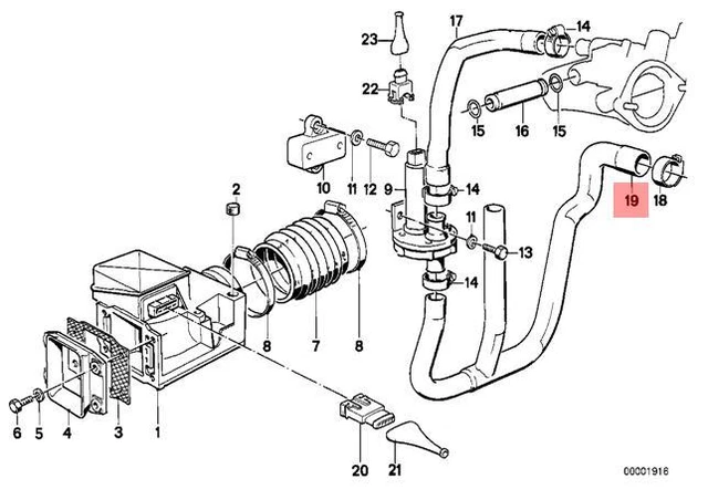 Genuine Bmw E23 E24 E28 Air Flow Sensor Hose Oem 13411710793 £54 39
