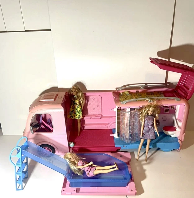 BARBIE DREAM CAMPER Van 2016 Mattel Rv & 3 Barbie Dolls £32.99 ...