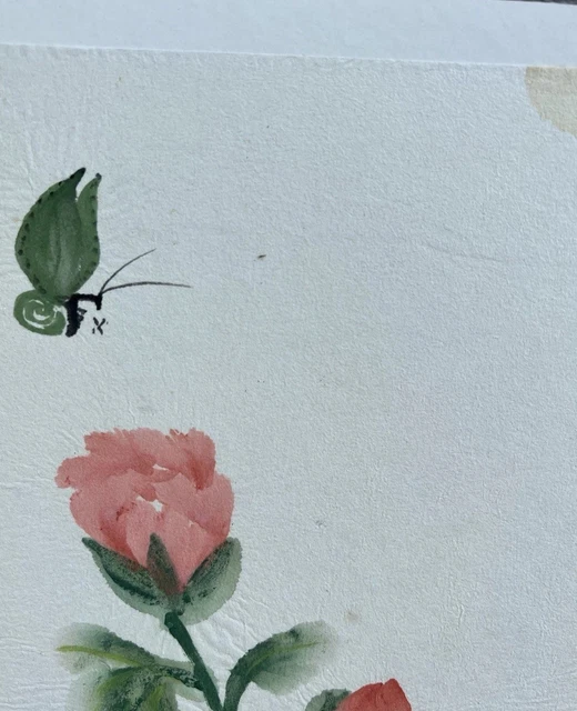 ORIGINAL SUMI INK Watercolor Floral Paintings Set Of 2 Artist Seal W ...