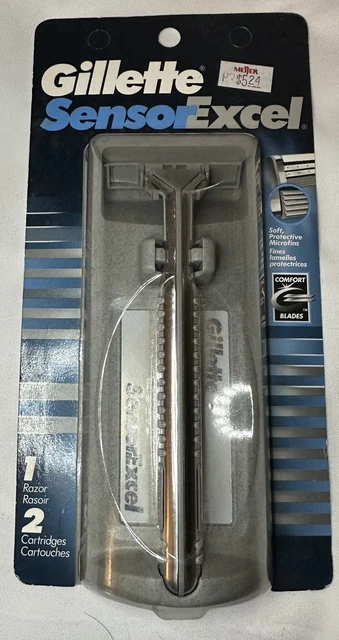 GILLETTE SENSOR EXCEL Razor Metal Handle Ft Sensor Refill Shaver Made ...