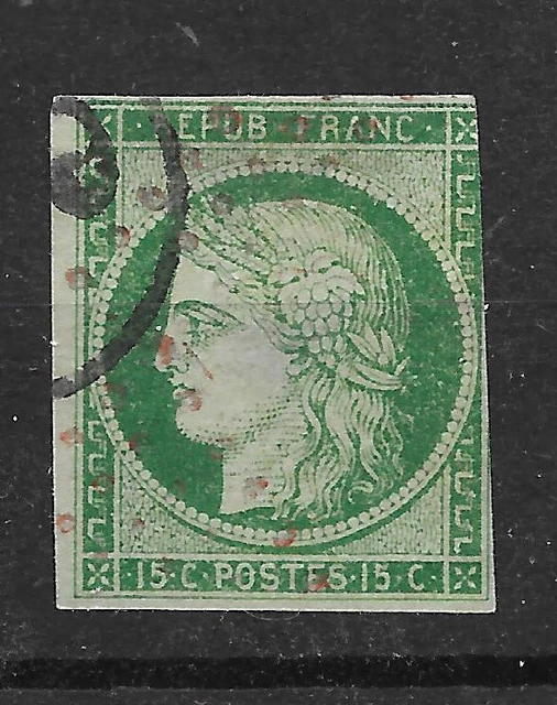 TIMBRE FRANCE N2B Vert foncé plus cachet à date RARE plus 3500 euros de ...