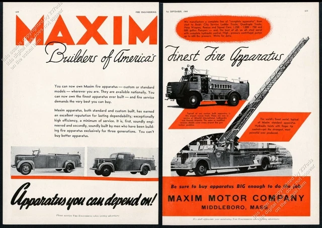 1949 MAXIM FIRE engine airport rescue crash truck 4 photo vintage trade ...