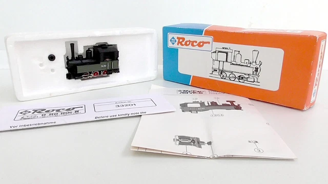 HOE NARROW GAUGE Roco Steam Locomotive 33201 and 6 x Skip Wagons 34500 ...