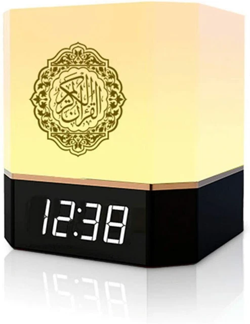 QURAN CUBE SPEAKER LED Display Portable Touch Lamp Azan Function USB ...