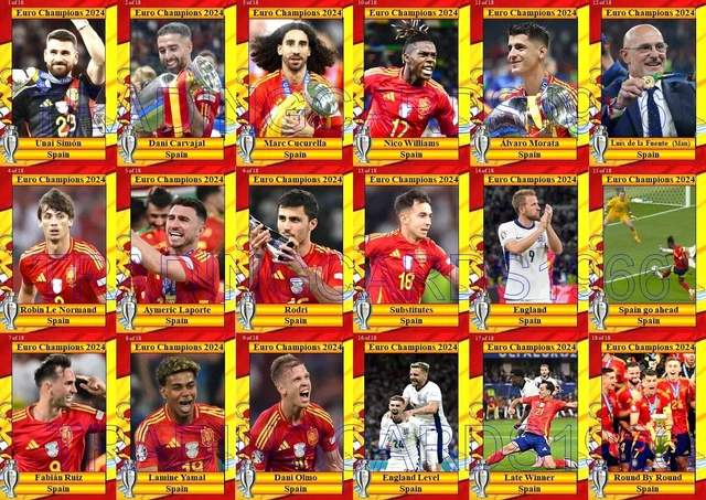 SPAIN 2024 EUROPEAN Championship winners football trading cards Euro ...