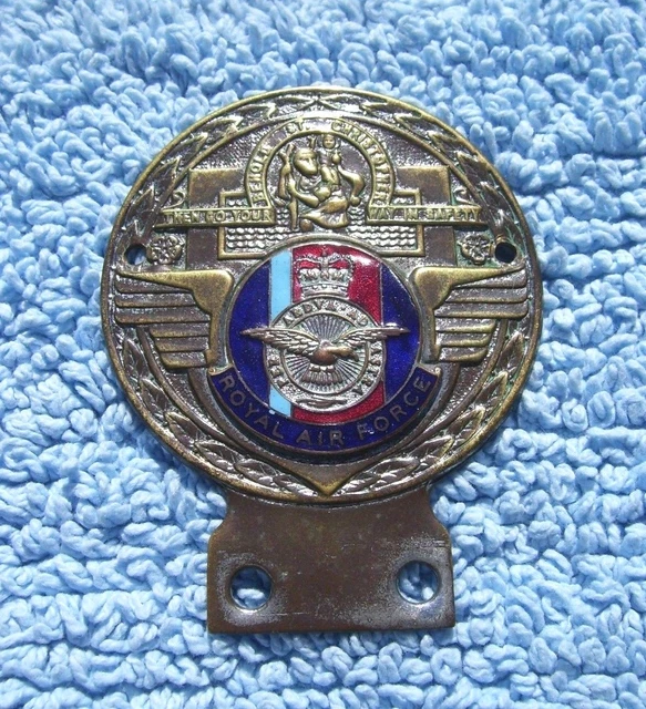 VINTAGE 1960S ROYAL AIR FORCE CAR BUMPER BADGE - ST.CHRISTOPHER RAF ...