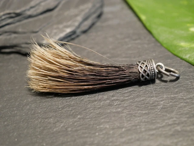 835 SILBER ANHÄNGER Hirschbart Gamsbart Jagd Trophäe Tracht Charivari ...