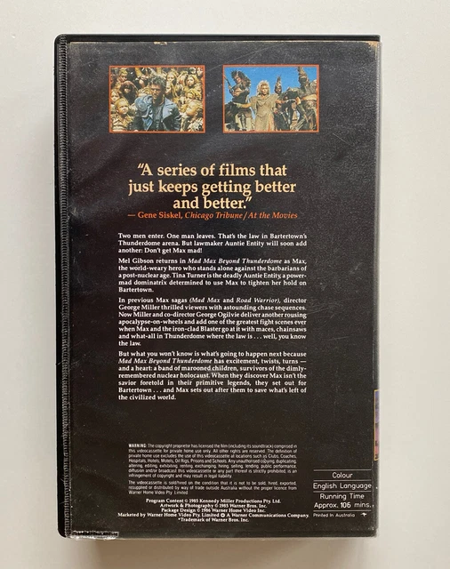 MAD MAX BEYOND Thunderdome [VHS] Warner Home Video Big Box Ex-Rental ...