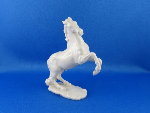 PORZELLAN FIGUR PFERD / Hengst Hutschenreuther G. Granget weiß, 11,5 cm ...