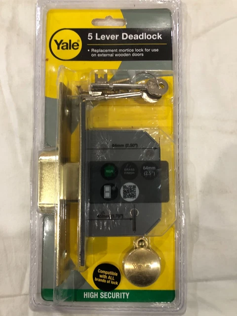 YALE 5 LEVER Insurance Approved 64Mm Mortice Dead Lock Brass Finish £14 ...