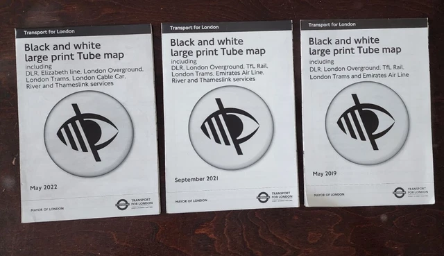 TUBE MAP LARGE Print Black/White Maps SET OF 3 MAY 2019 - SEPT 2021 ...