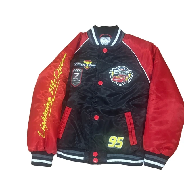 DISNEY PIXAR CARS Lightning McQueen Kids Jacket 4T Piston Cup satin ...