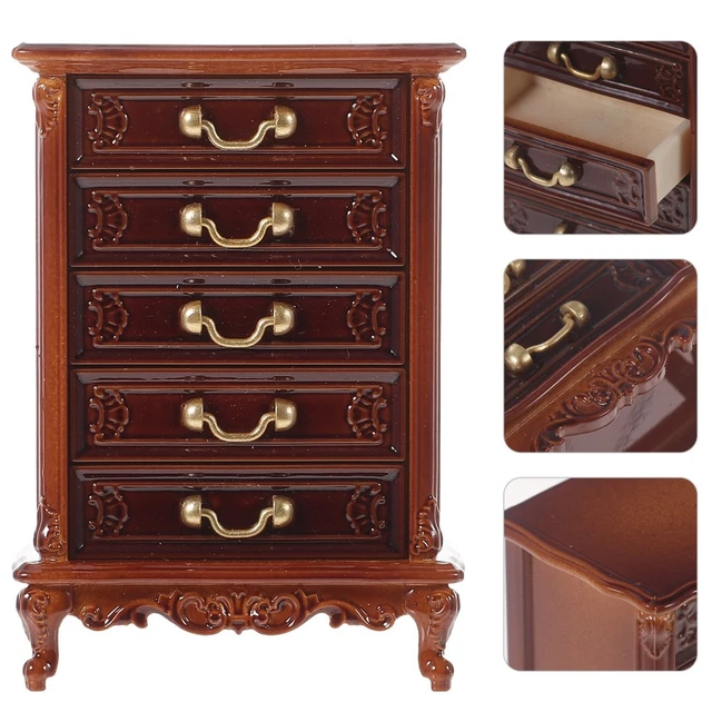 TINY FURNITURE MINIATURES Lovely Dollhouse Wooden Cabinet Decorative ...