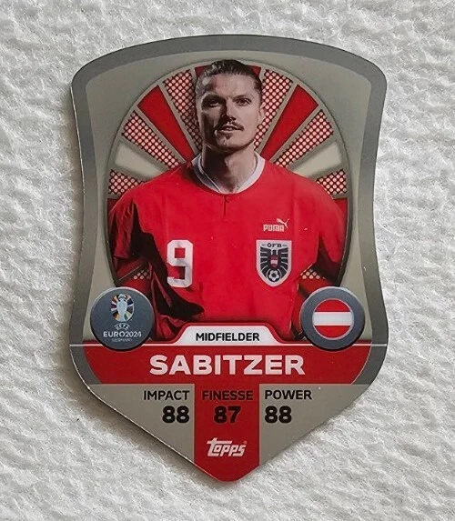 TOPPS MATCH ATTAX UEFA Euro 2024 Marcel Sabitzer Chrome Shield Card SC1 ...