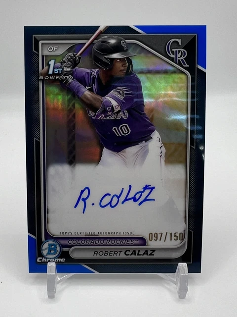 2024 BOWMAN ROBERT CALAZ VRAI RÉFRACTEUR BLEU 1ère AUTO /150 COLORADO ...