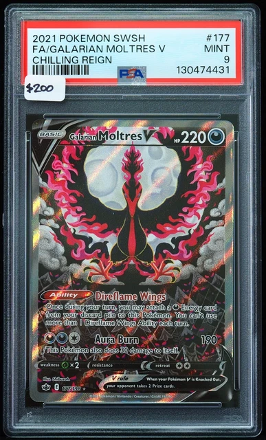 2021 GALARIAN MOLTRES V #177 Chilling Reign PSA 9 Pokemon Card $280.62 ...