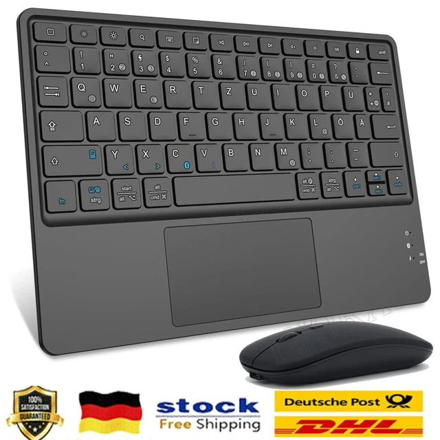TOUCHPAD TASTATUR FUNK Maus Wireless Kabellos Tastatur Bluetooth QWERTZ ...