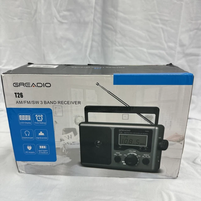 GREADIO T26 AM/FM/SW 3 Band Receiver Portable Radio Battery/120V ...