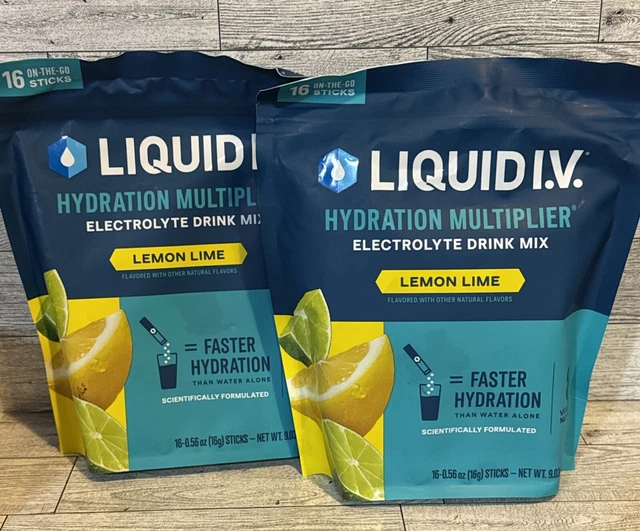 LIQUID IV HYDRATION Multiplier Electrolyte Powder Lemon Lime Drink Mix ...
