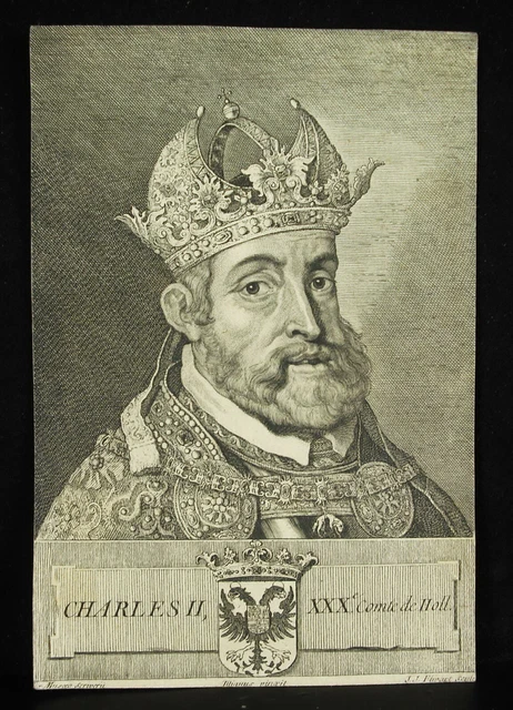 GRAVURE XVIIIE C1750 Roi Charles II XXXe comte de Hollande JJ FLIPART TITIANUS EUR 85,00 ...