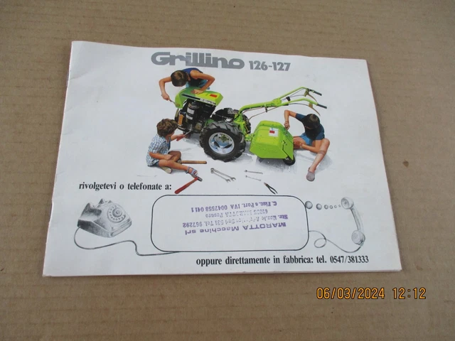 GRILLINO 126-127 motocoltivatore brochure anni 80 originale in ITALIANO ...