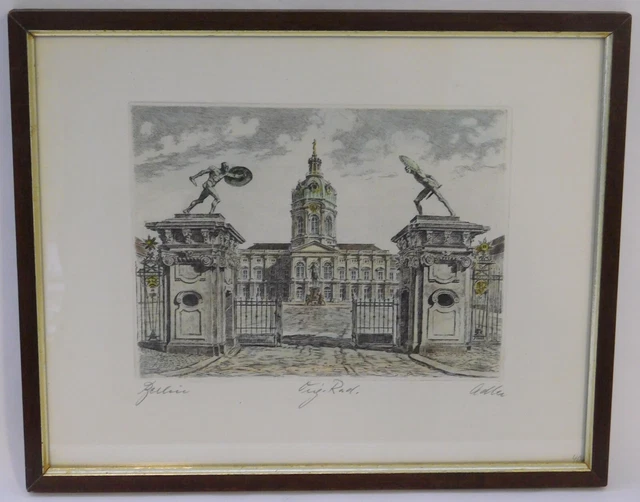 ORIGINAL ALTE COL. Radierung Berlin Schloß Charlottenburg Richard Adler signiert EUR 35,00 ...