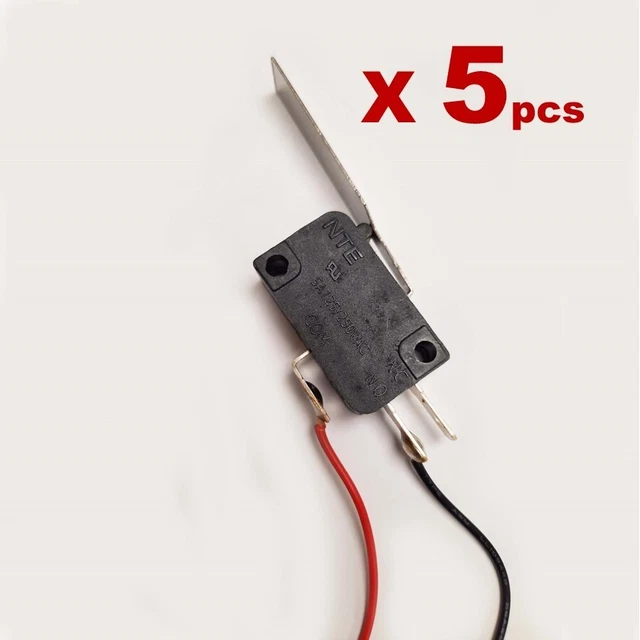 5 X SPDT Microswitch, wide lever, medium length, NTE brand SA125, 15 ...