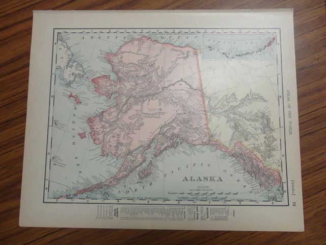 NICE COLORED MAP of the Alaska pub. 1907 Universal Atlas World $41.40 ...