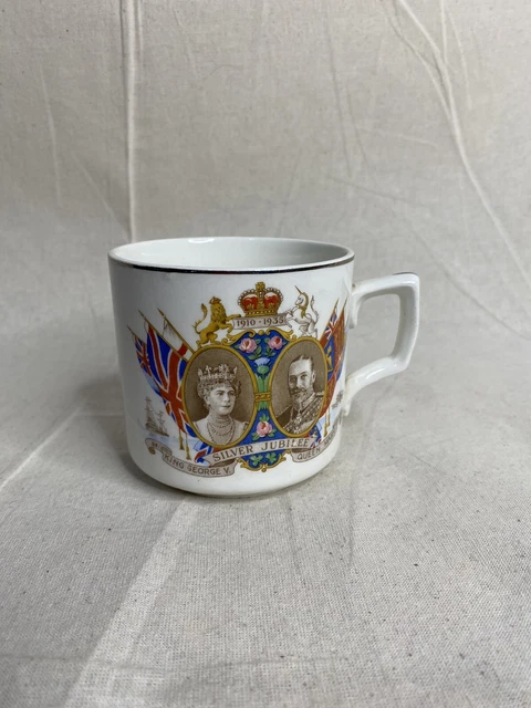 J&G MEAKIN MUG Commemorative Silver Jubilee King George V Queen Mary ...