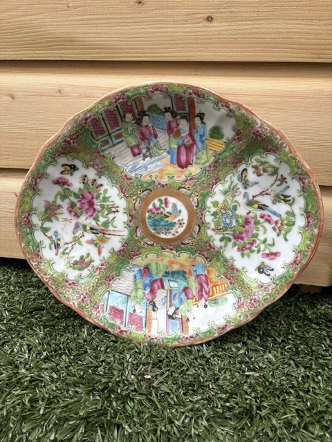 ANTIQUE CHINESE FAMILLE Rose Porcelain Charger Plate Hand Painted Birds ...