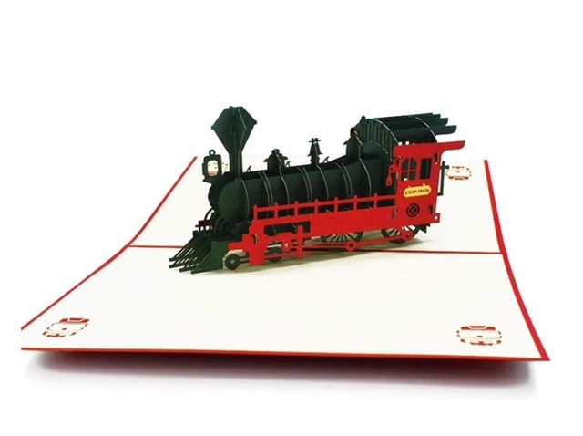LASER CUT POP-UP card of Steam Engine for Birthdays/Anniversaries ...
