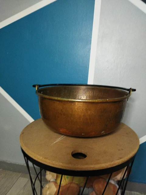 ANCIEN CHAUDRON CUIVRE Martelé Poignée Fer Forgé XIXème EUR 20,00 ...