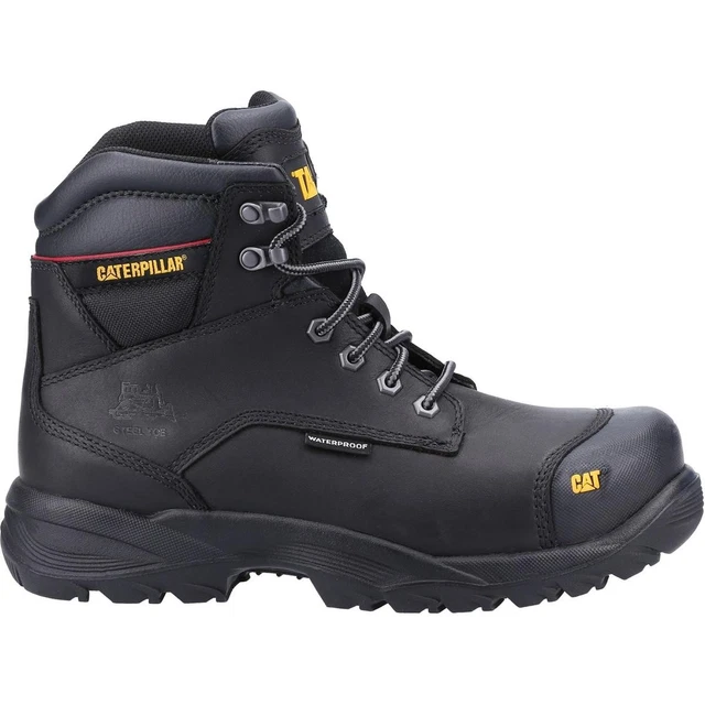 CATERPILLAR SPIRO WATERPROOF Safety Boot Black Strobel and Cement ...