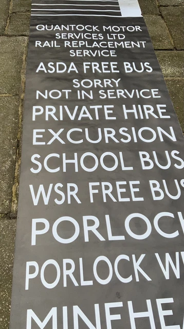 VINTAGE BUS DESTINATION Blind Rare Quantock (minehead Taunton Lynmouth ...