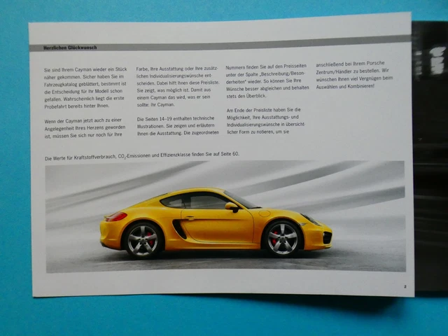 PROSPEKT / PREISLISTE mit Daten - Porsche Cayman und Cayman S (981c ...