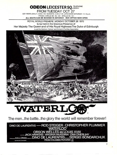 (F&F68) MOVIE ADVERT 11X8" Waterloo. Christopher Plummer. Rod Steiger ...