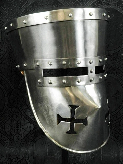 CASQUE MÉDIÉVALE TEMPLIER Crusader Knight Larp Armor Grand Barbuta ...